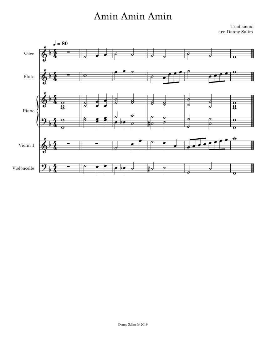 Three-fold Amen – Anonymous Amin Amin Amin Sheet Music for Piano, Flute, Violin, Cello & more ...