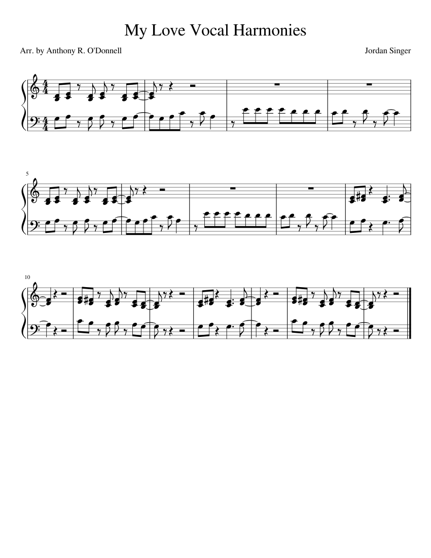 My Love Vocal Harmonies Sheet music for Piano (Solo) Easy | Musescore.com