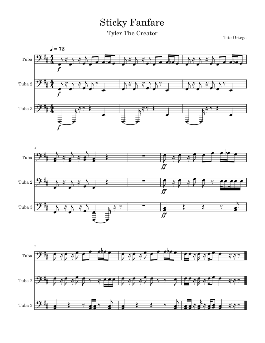 Sticky – Tyler, The Creator Sheet music for Tuba (Mixed Trio) | Musescore.com