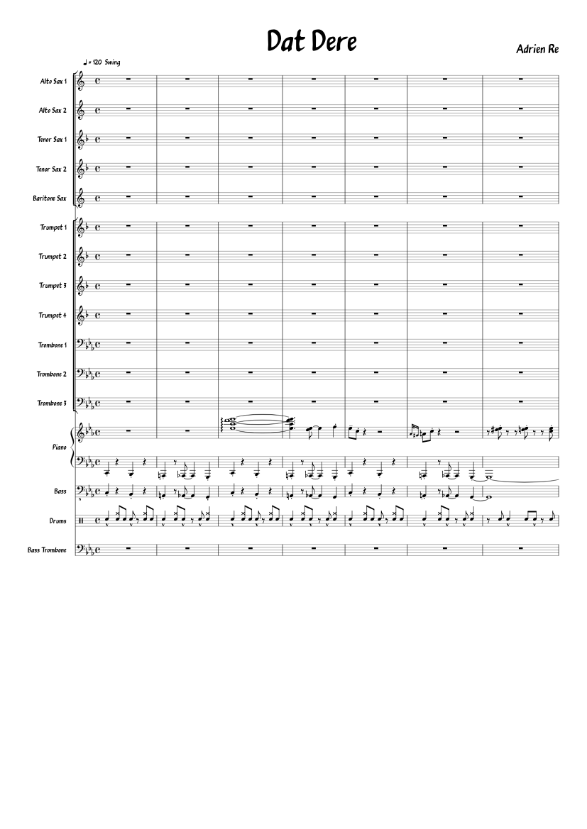 Jazz Band: Dat Dere Sheet Music for Piano, Trombone, Trombone bass ...