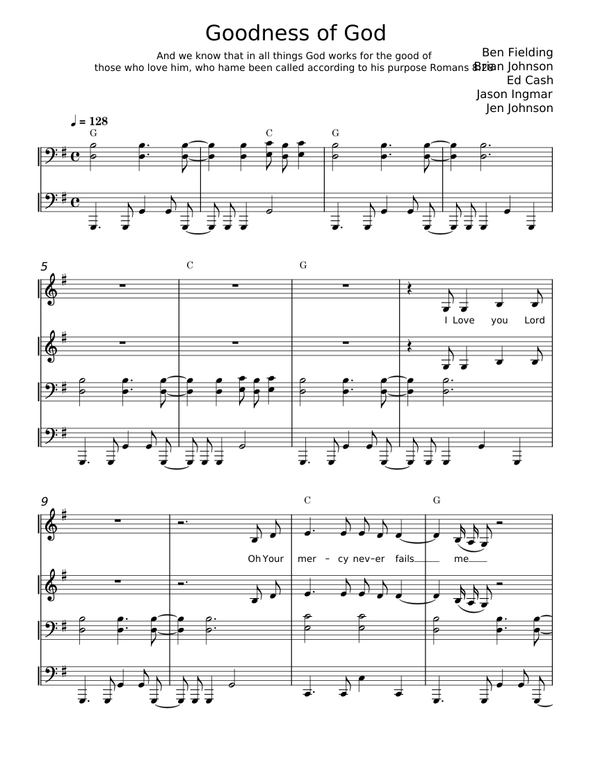 Goodness of God - Bethel Music Sheet music for Piano, Vocals (Mixed ...