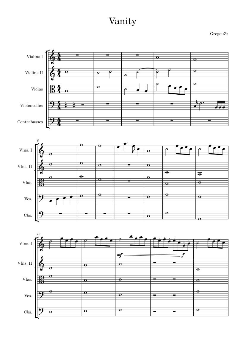 Vanity Sheet music for Strings group (String Quintet) | Musescore.com