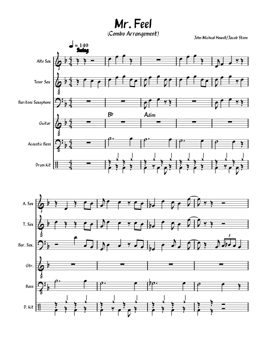 Mr. Feel Sheet Music with Chords for Saxophone alto, Saxophone tenor ...