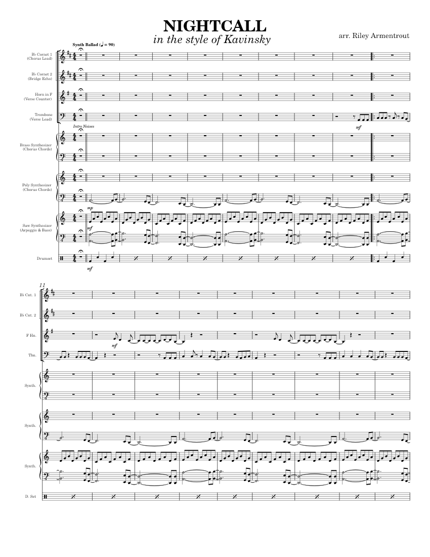 Nightcall – Kavinsky Sheet music for Trombone, Cornet, French horn ...