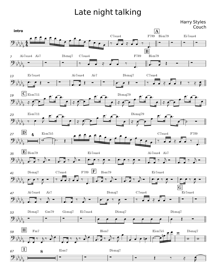 Late Night Talking - Harry Styles Sheet Music with Chords for Piano ...