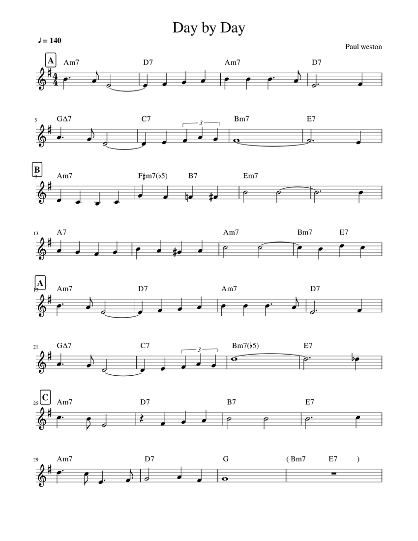 Day by Day Sheet music for Piano (Solo) Easy | Musescore.com