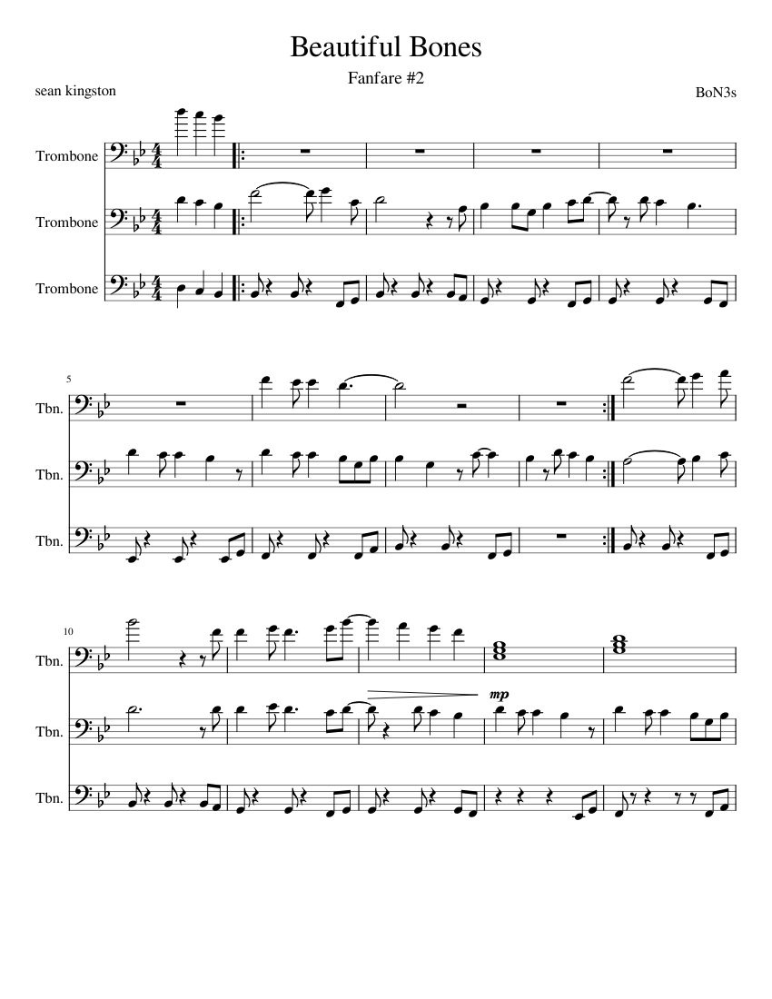 Beautiful Bones Sheet music for Trombone (Mixed Trio) | Musescore.com