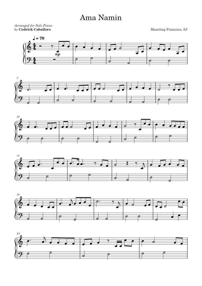 Ama Namin Sheet music for Piano (Solo) Easy | Musescore.com
