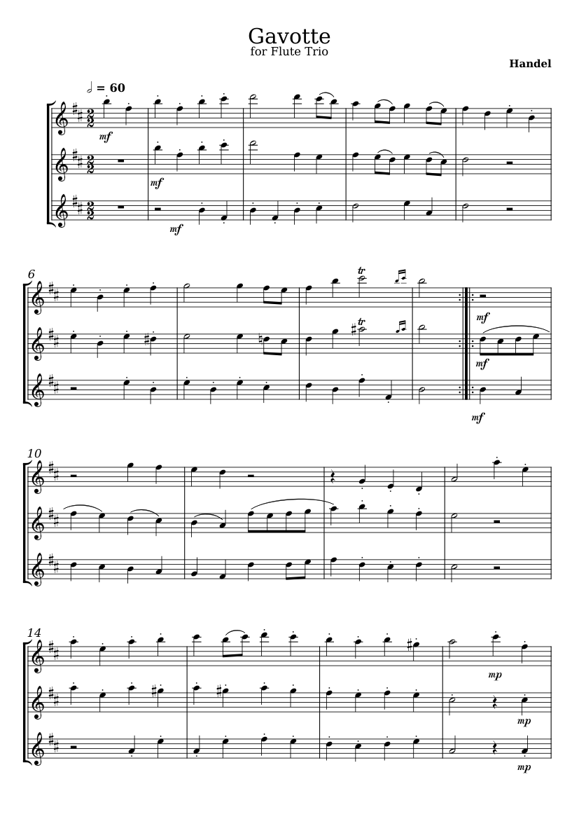 Gavotte for flute trio – G.F. HANDEL Gavotte for Flute Trio – George ...
