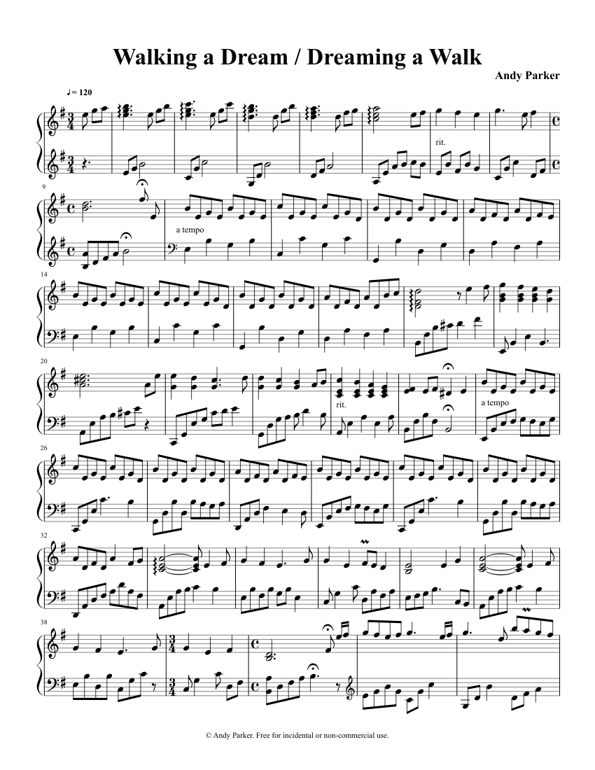 Walking a Dream / Dreaming a Walk Sheet music for Piano (Solo ...
