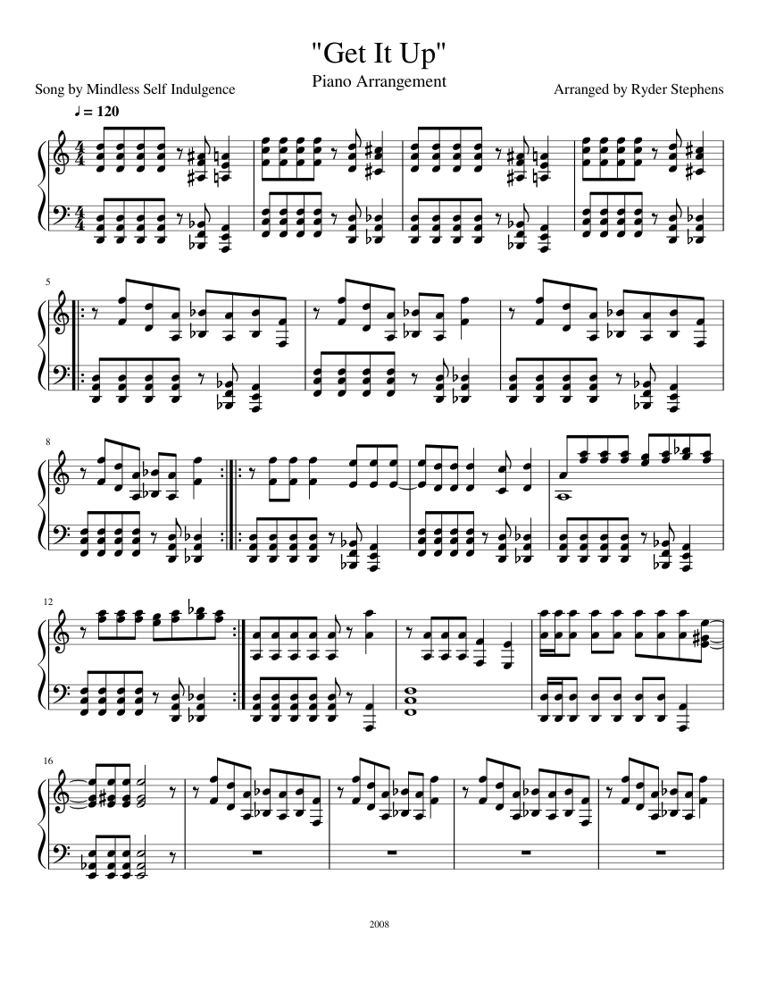 "Get It Up" - Mindless Self Indlugence - Piano Arrangement Sheet music ...