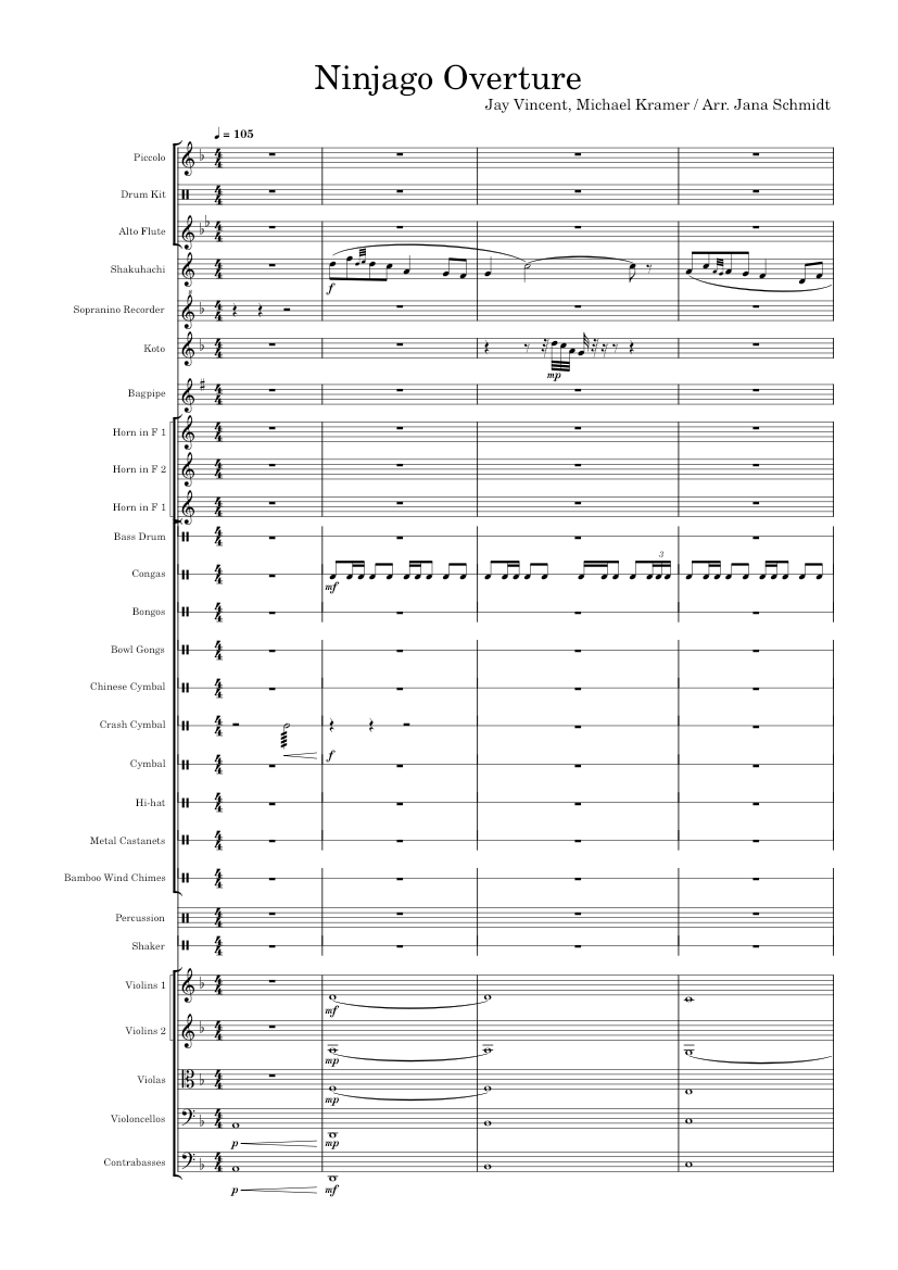 Ninjago Overture – The Fold, Jay Vincent Sheet music for Flute, Oboe ...