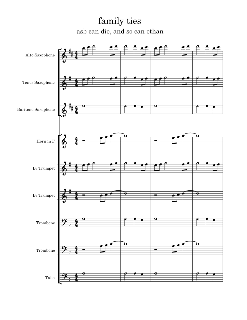 family ties - Baby Keem & Kendrick Lamar Sheet music for Trombone, Tuba, Saxophone alto ...