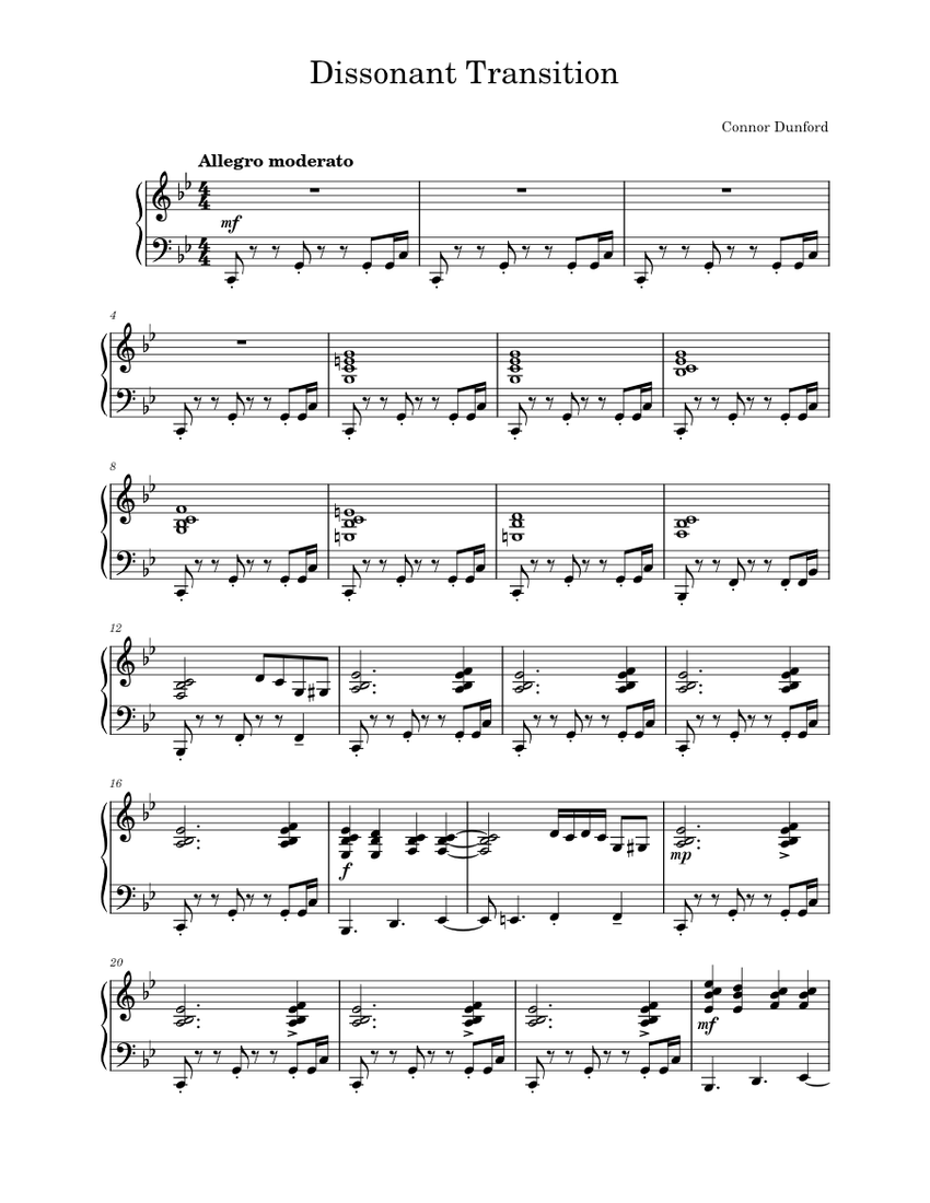Dissonant Transition Sheet music for Piano (Solo) Easy | Musescore.com