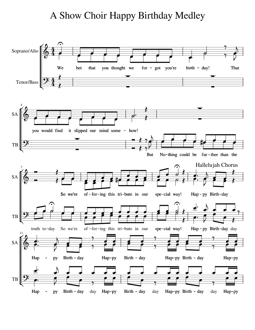 A Show Choir Happy Birthday Sheet music for Piano (Piano Duo ...