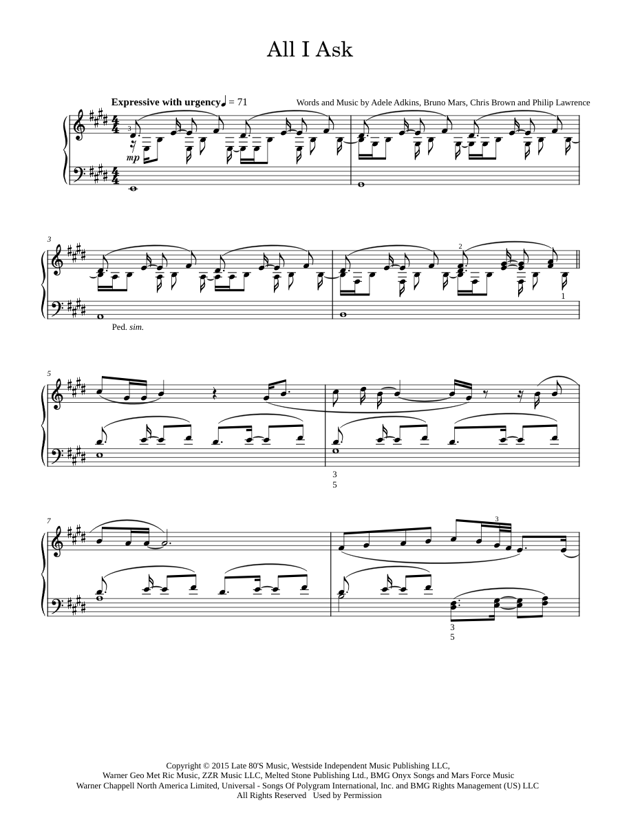 all i ask Sheet music for Piano by Adele Official | MuseScore.com