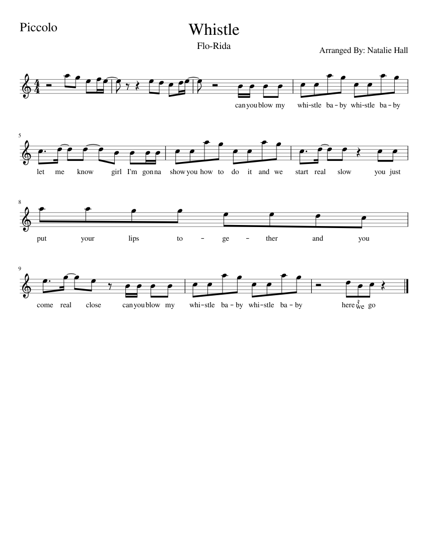 Whistle Sheet Music for Piano (Solo) Easy | MuseScore.com