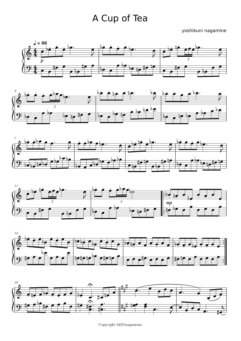A Cup of Tea Sheet music for Piano (Solo) Easy | Musescore.com