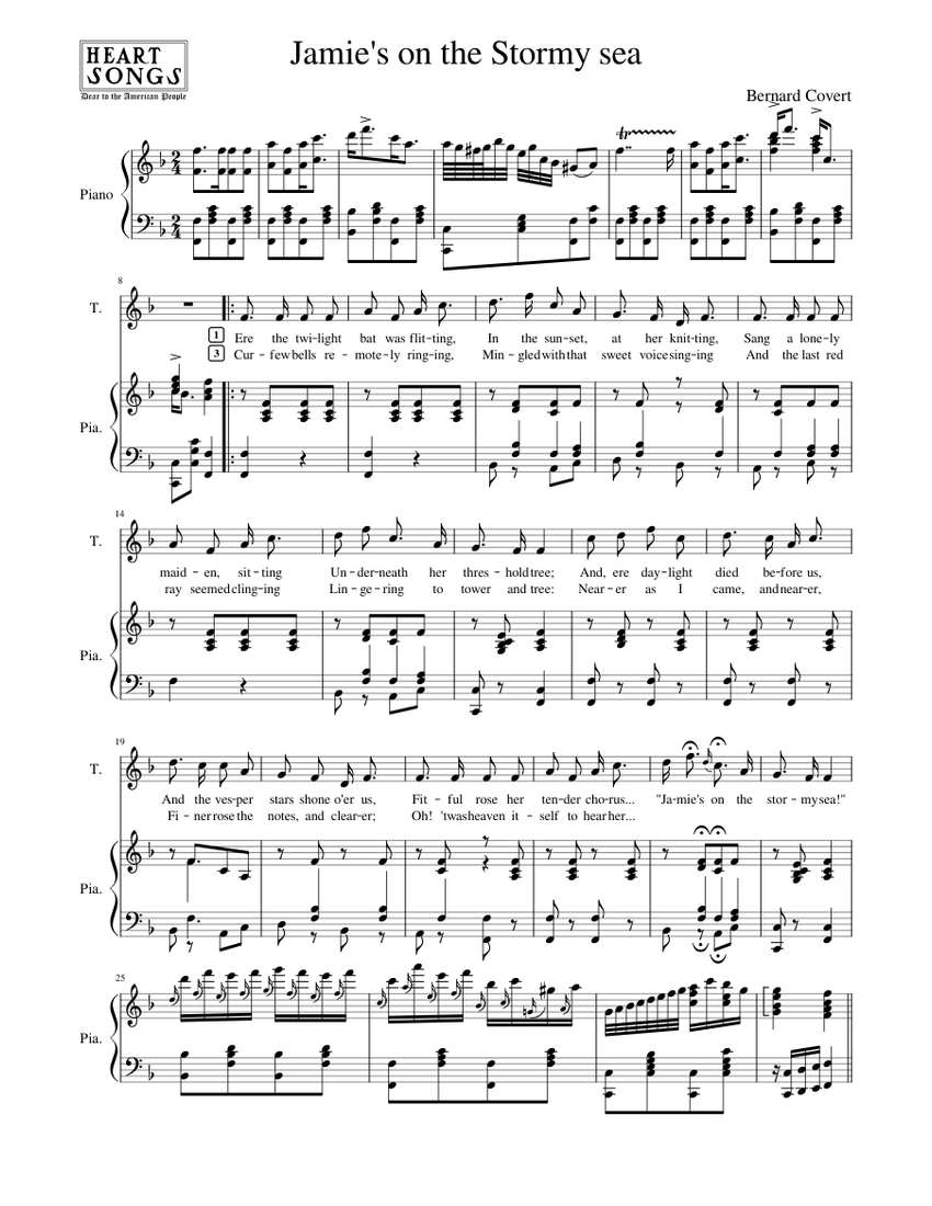 Jamie's on the Stormy sea Sheet music for Piano, Tenor (Piano-Voice ...