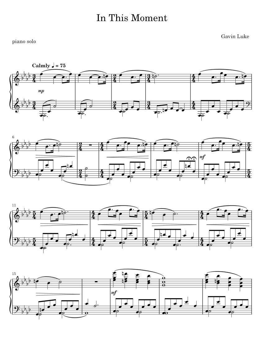 In this Moment - Gavin Luke Sheet music for Piano (Solo) Easy ...
