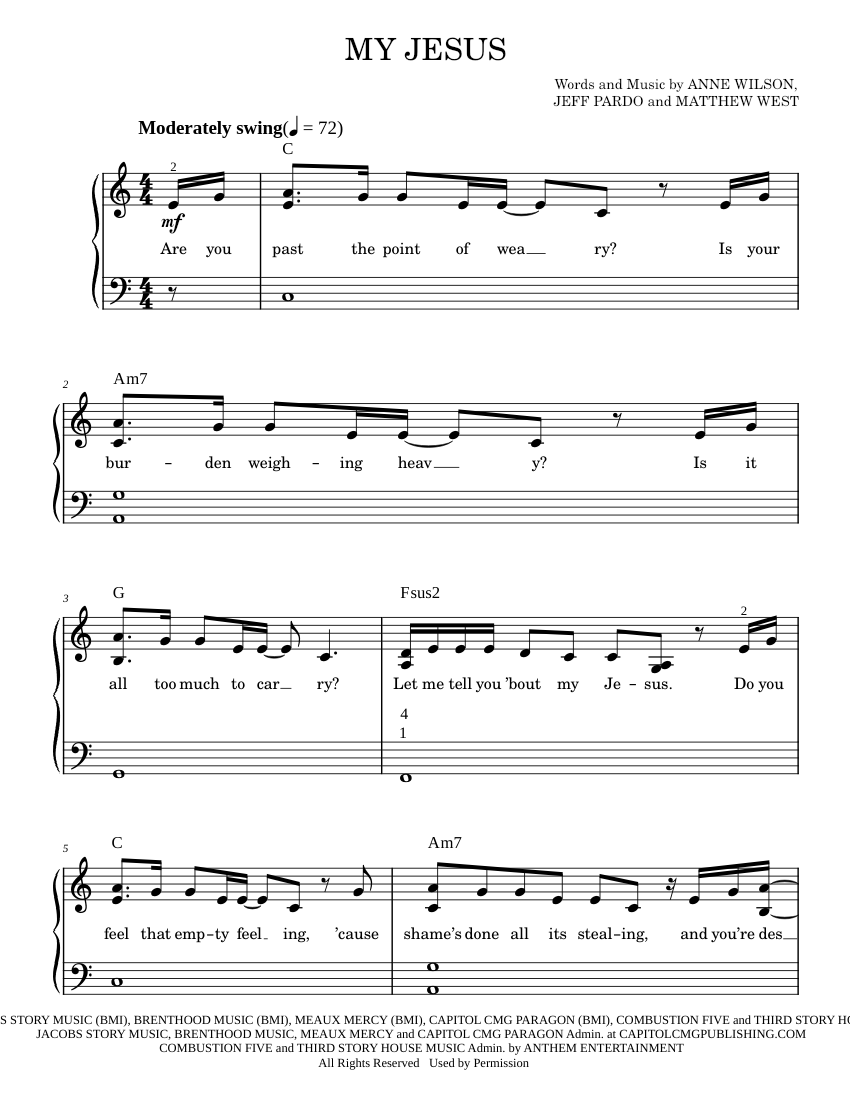 My Jesus Sheet music for Piano by Anne Wilson Official | MuseScore.com