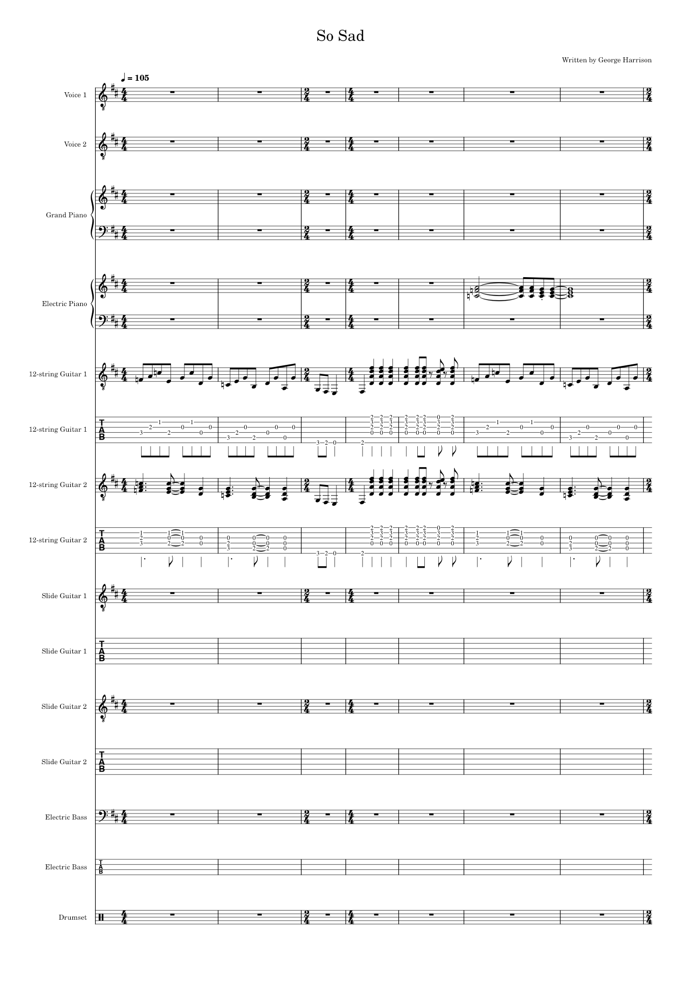 So Sad – George Harrison Sheet music for Piano, Vocals, Guitar, Bass ...