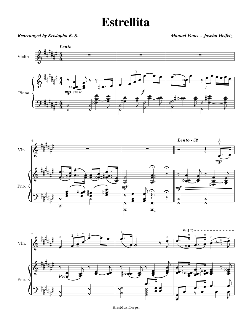 Estrellita – Manuel María Ponce Estrellita Sheet Music for Piano ...