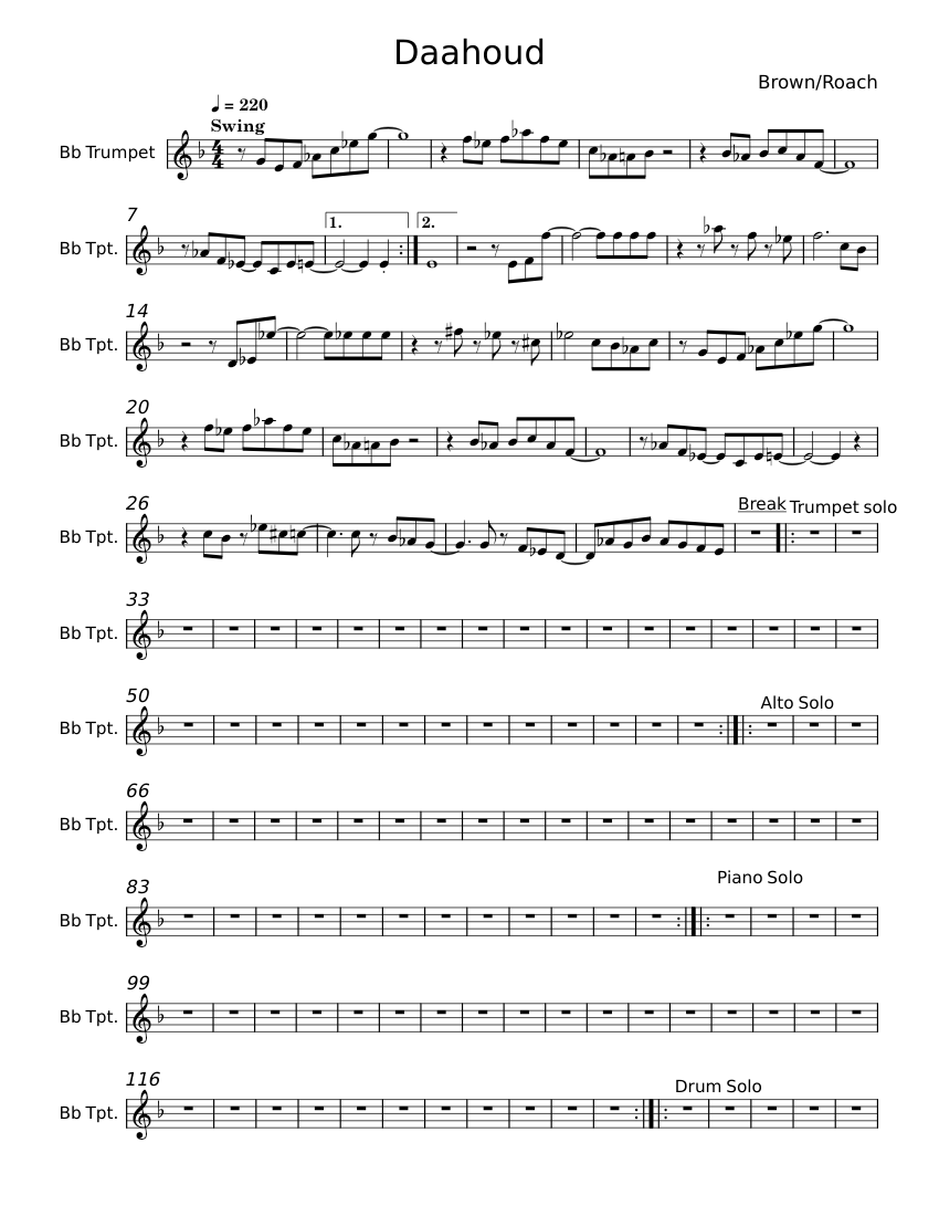 Daahoud - Clifford Brown Sheet music for Trumpet other (Solo ...