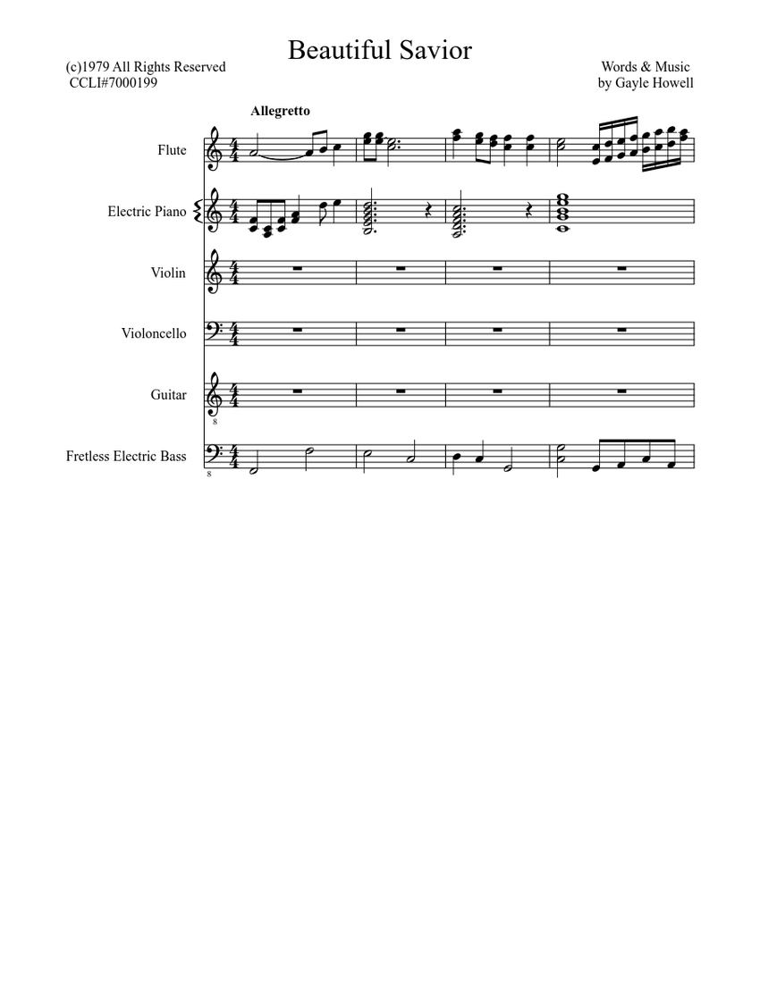 Beautiful Savior Sheet music for Violin, Flute, Guitar (Mixed Trio ...