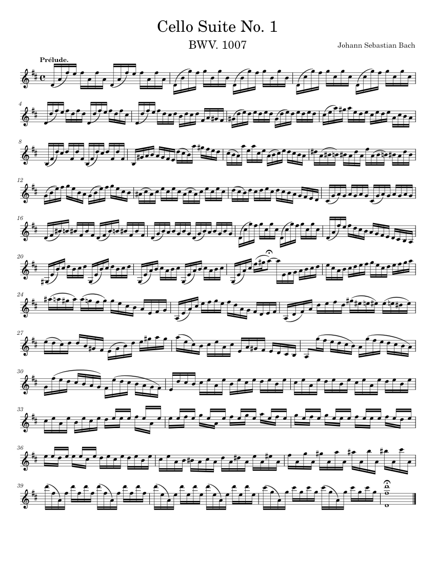 Cello Suite No. 1 For Violin – Johann Sebastian Bach (Complete Suite ...
