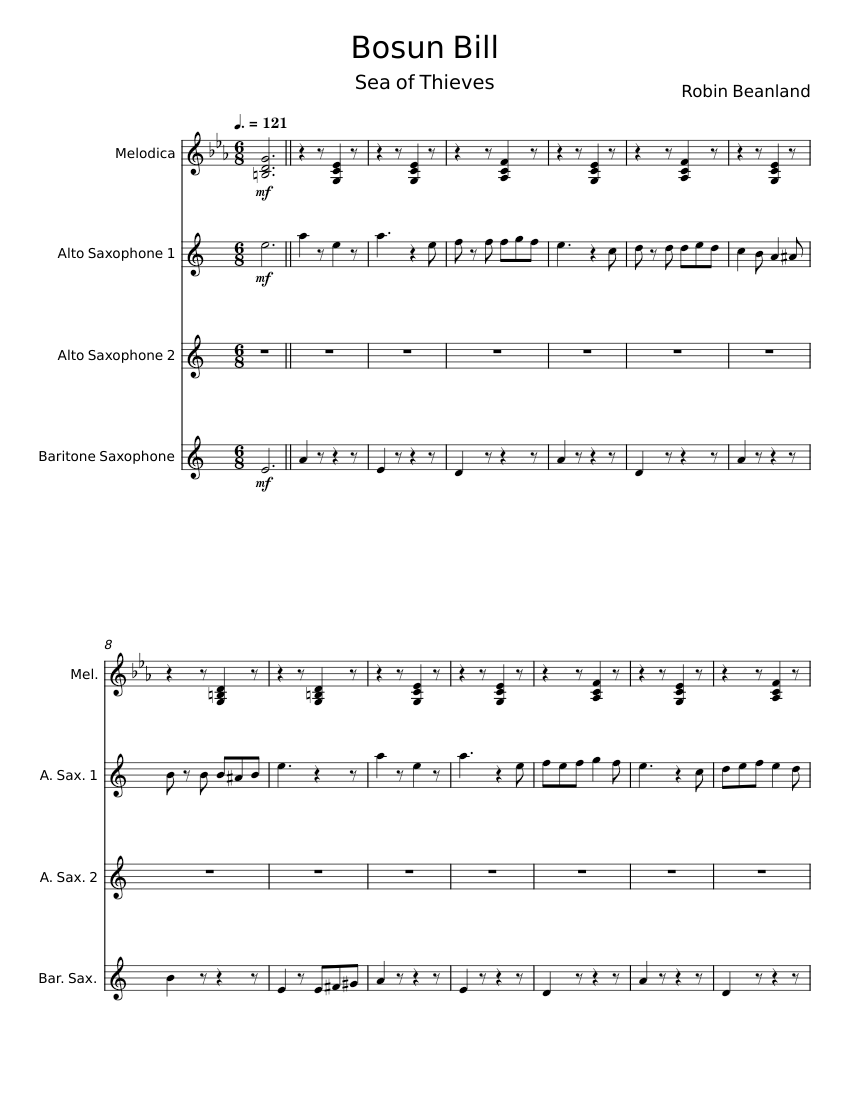 Sea of Thieves - Bosun Bill - Robin Beanland Sheet music for Harmonium ...