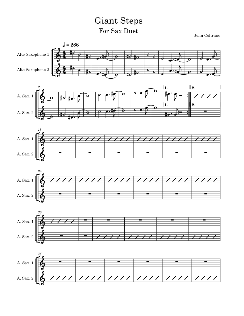 Giant Steps Sax Duet Sheet music for Saxophone alto (Woodwind Duet ...
