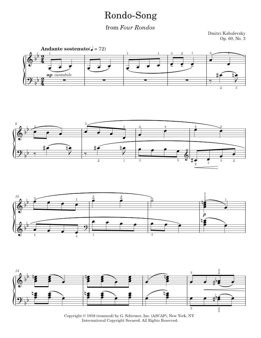 Play Official version of Rondo-Song sheet music by Dmitry Kabalevsky ...
