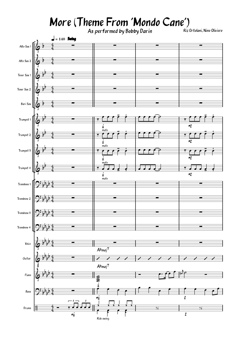 More (Theme from Mondo Cane) - Bobby Darin Sheet music for Piano ...