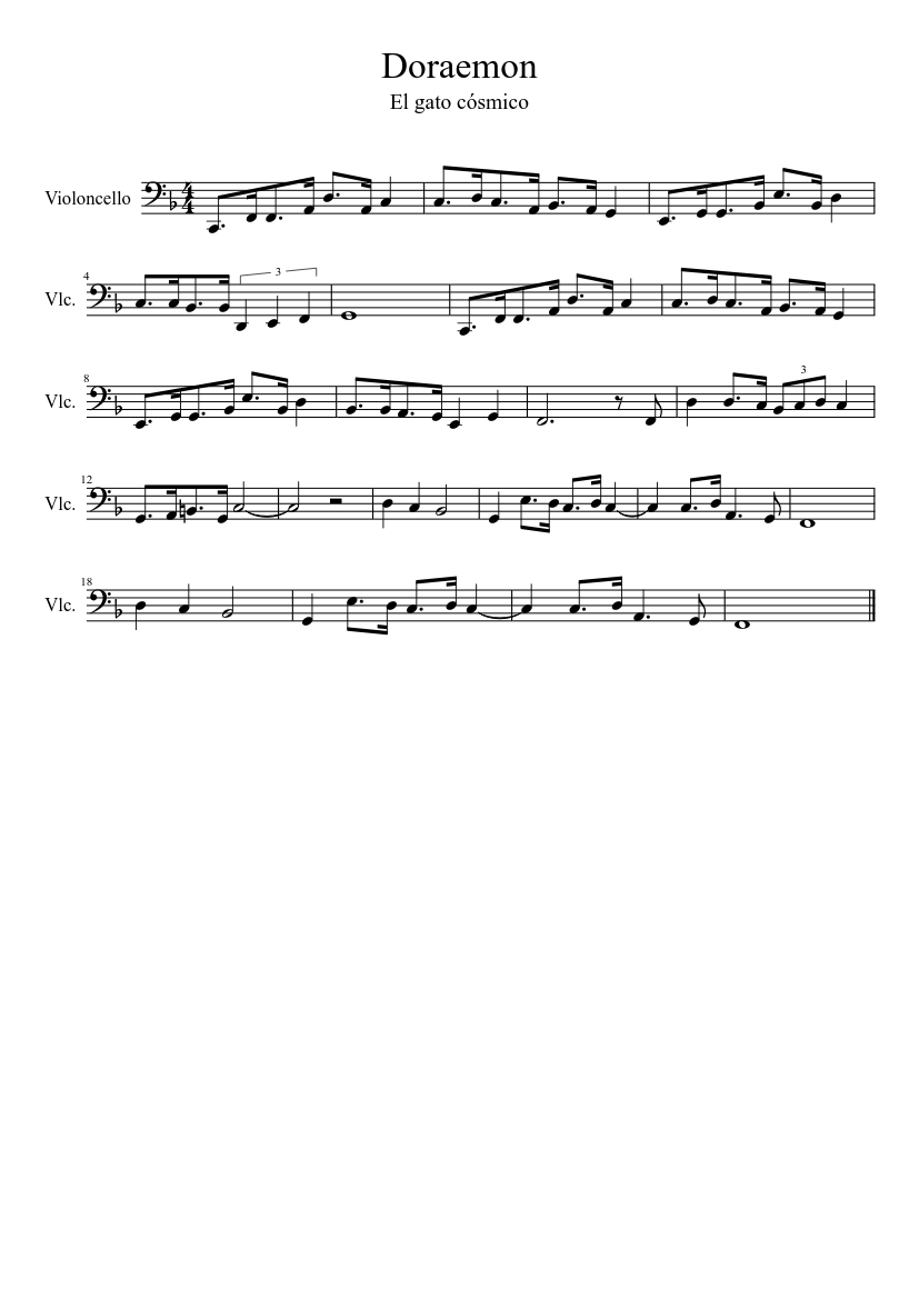Doraemon Sheet music for Cello (Solo) | Musescore.com