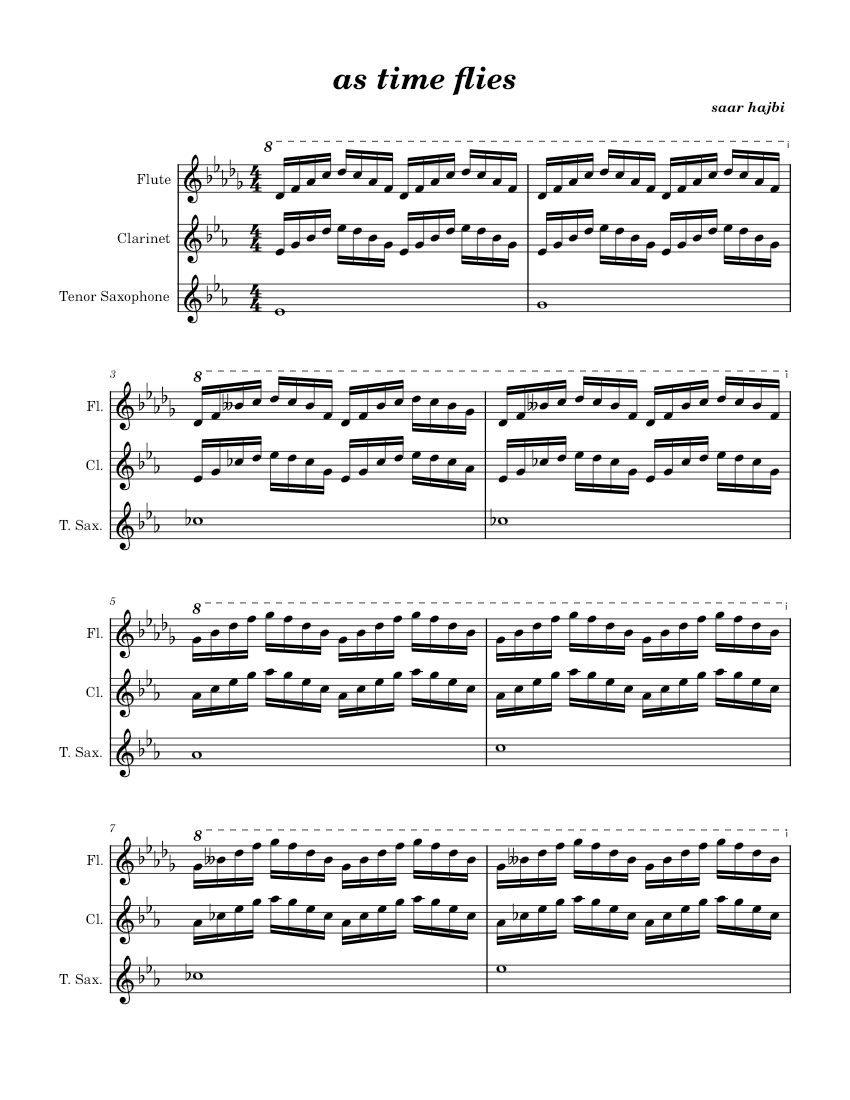 As Time Flies – Tyrique Sayre Sheet Music for Flute, Saxophone tenor ...