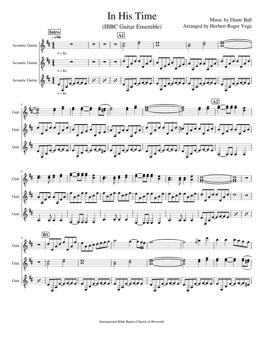 In His Time Sheet music for Guitar (Mixed Trio) | Musescore.com