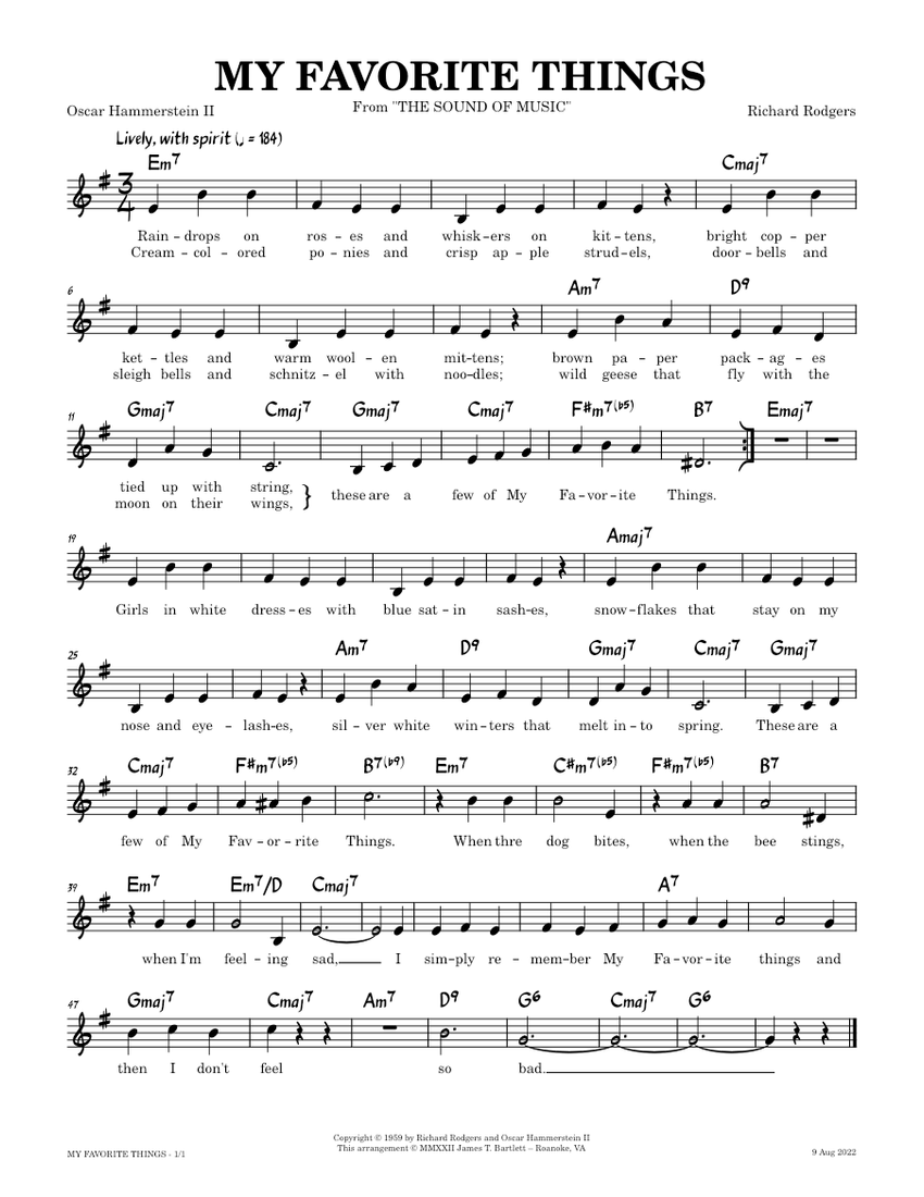 My Favorite Things [lead sheet] Sheet music for Piano (Solo ...