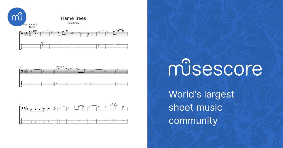 Flame trees - Cold Chisel Sheet music for Bass guitar (Mixed Duet ...