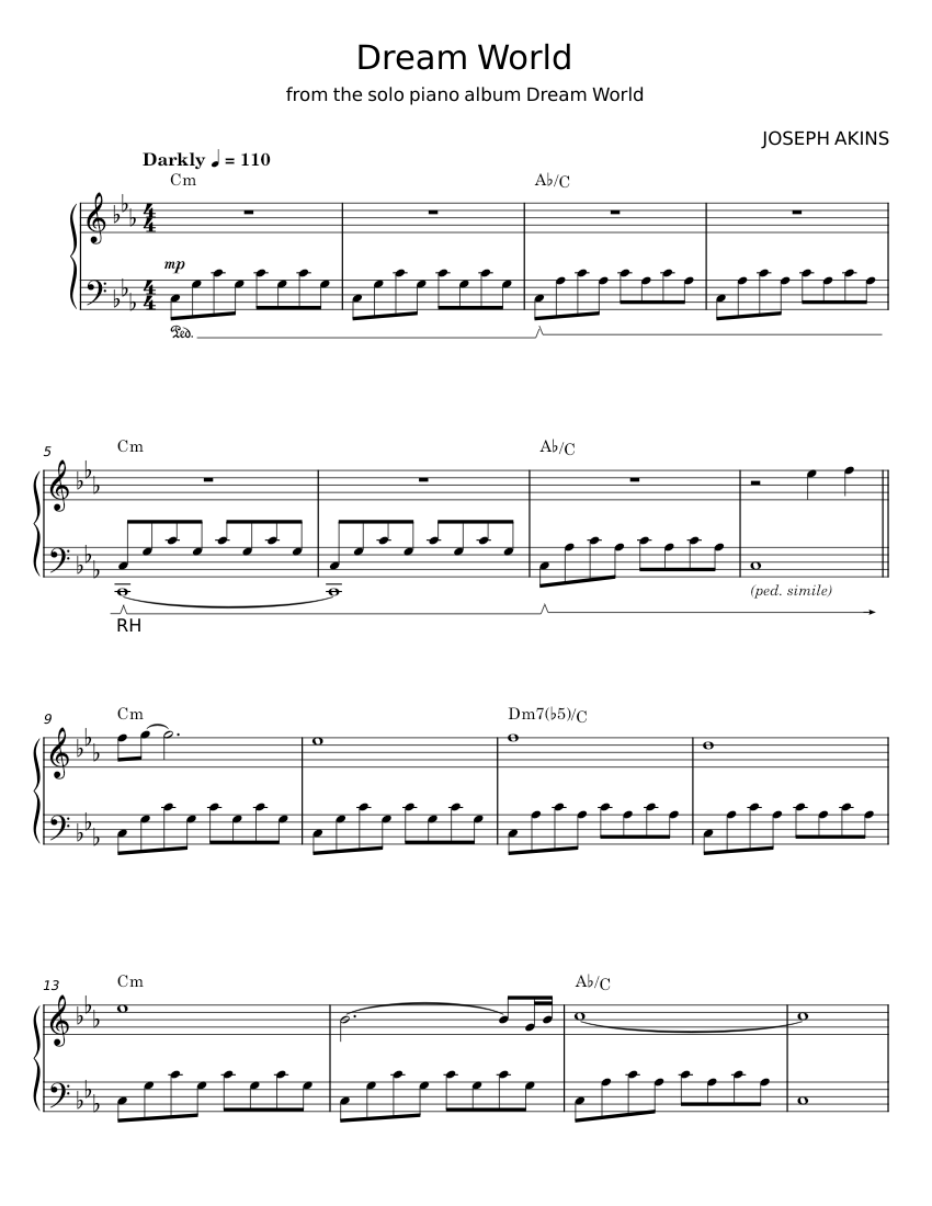 Dream World - JOSEPH AKINS Sheet Music with Chords for Piano (Solo ...