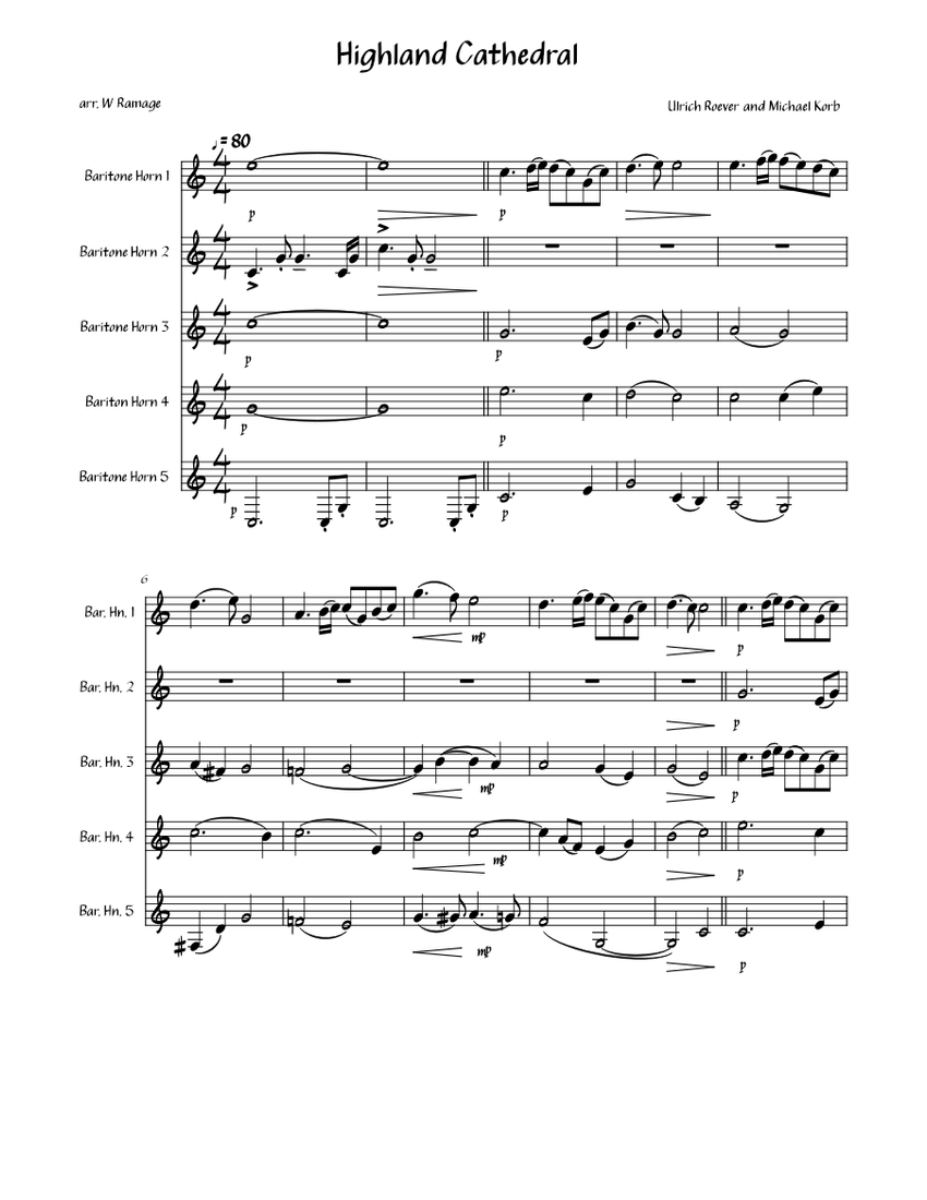 Highland cathedral – Misc Traditional Sheet music for Baritone horn ...