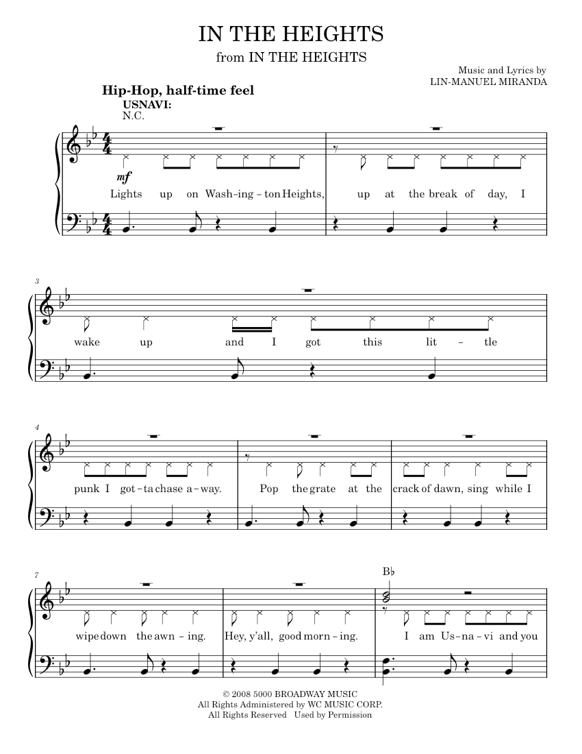 Play Official version of In The Heights (from In The Heights) sheet ...