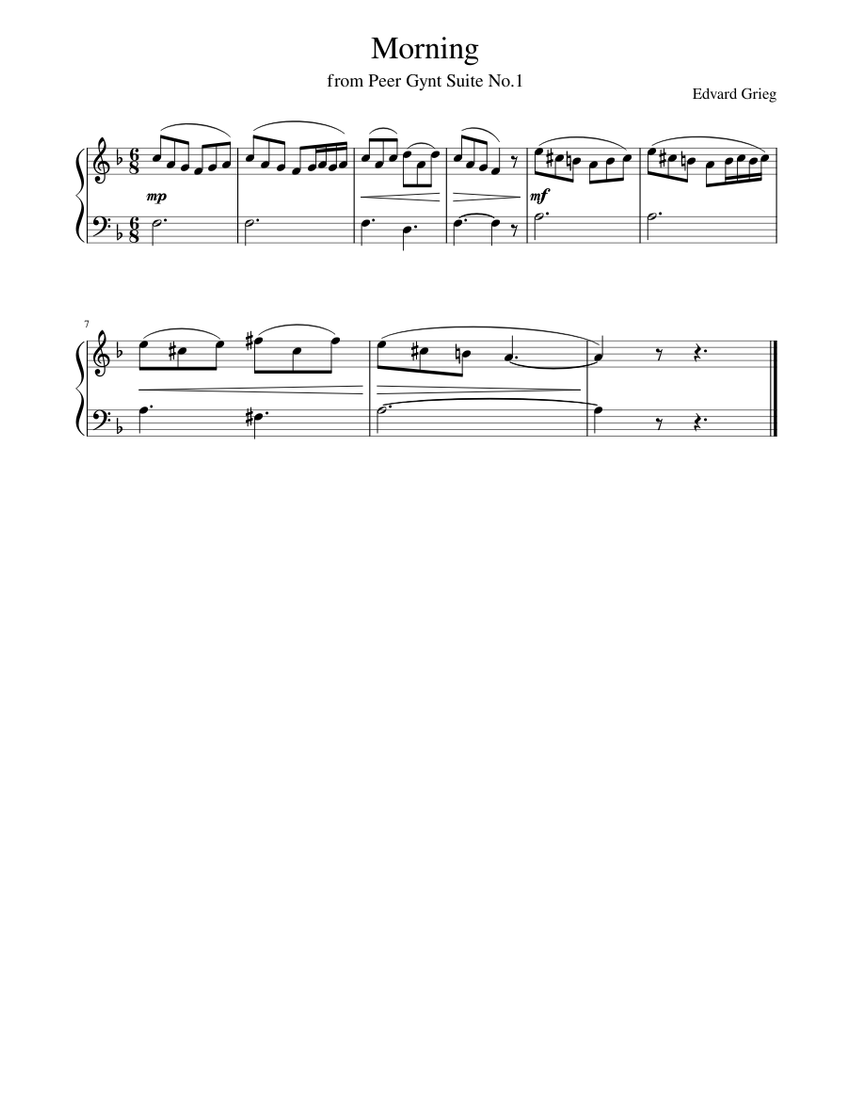 Morning Sheet music for Piano (Solo) | Musescore.com