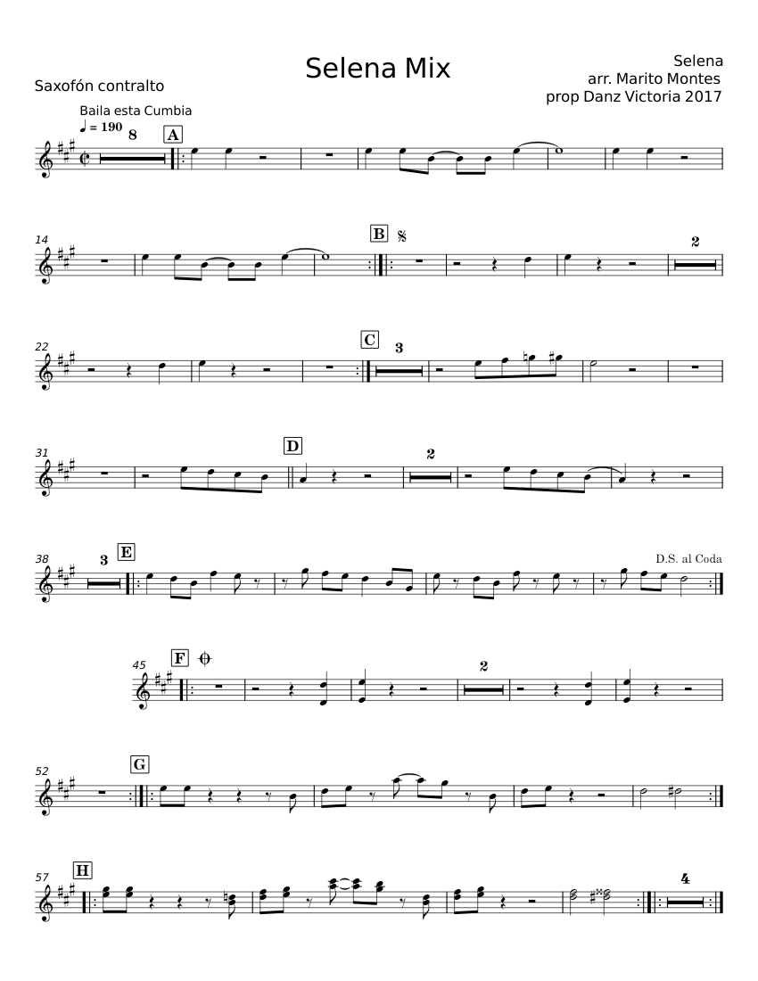 Selena Mix – Selena Sheet music for Saxophone alto (Solo) | Musescore.com