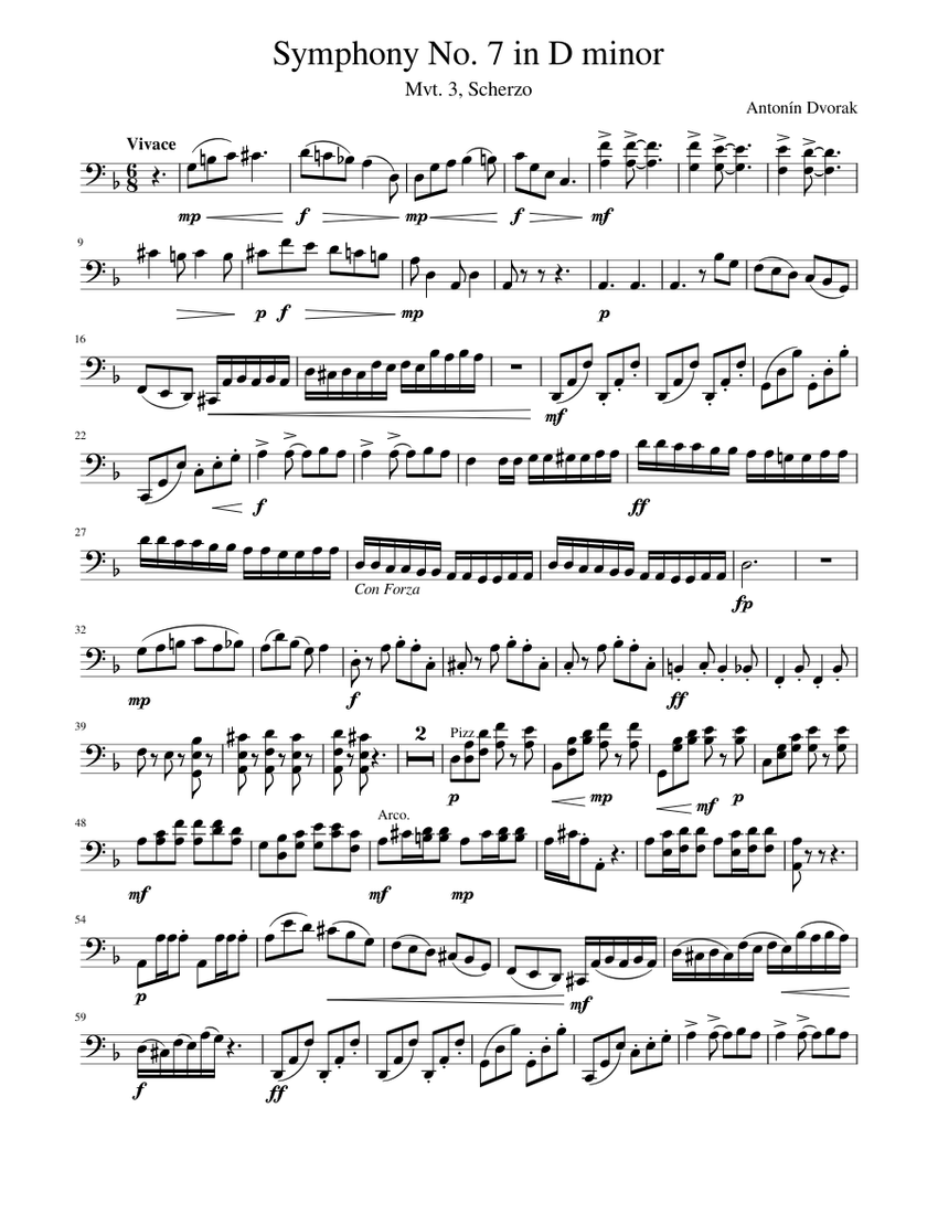 Symphony No. 7 in D minor Sheet music for Cello (Solo) | Musescore.com