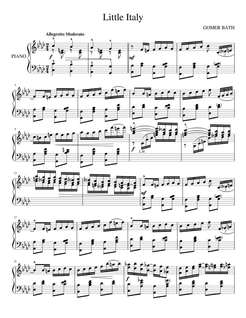 Little Italy (1925) Sheet music for Piano (Solo) | Musescore.com