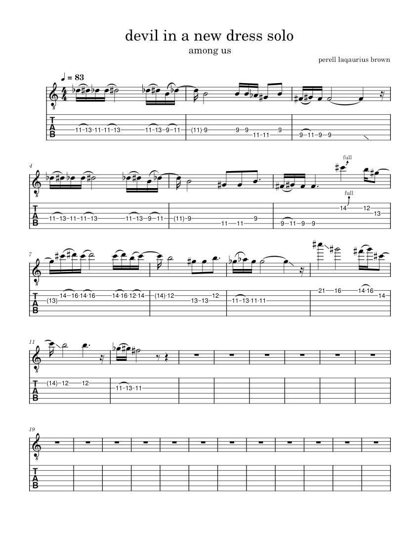 Devil in a new dress – Kanye West devil in a new dress solo Sheet Music ...