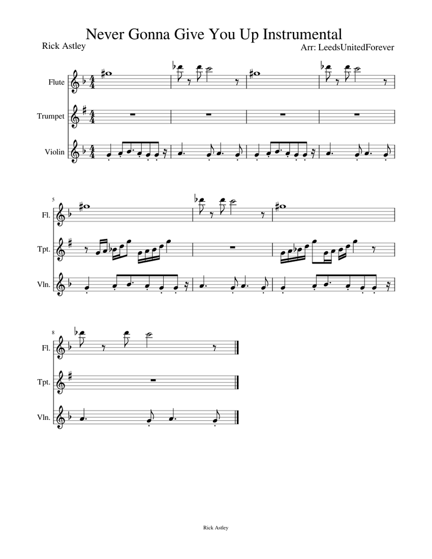 Never Gonna Give You Up Instrumental – Rick Astley - piano tutorial