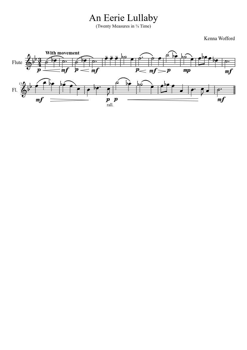 Lullaby Sheet music for Flute (Solo) | Musescore.com