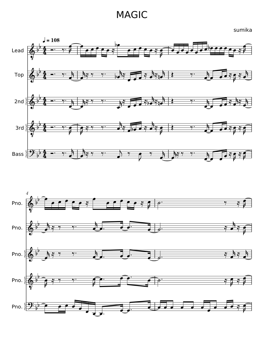 MAGIC - sumika Sheet music for Piano (Mixed Quintet) | Musescore.com